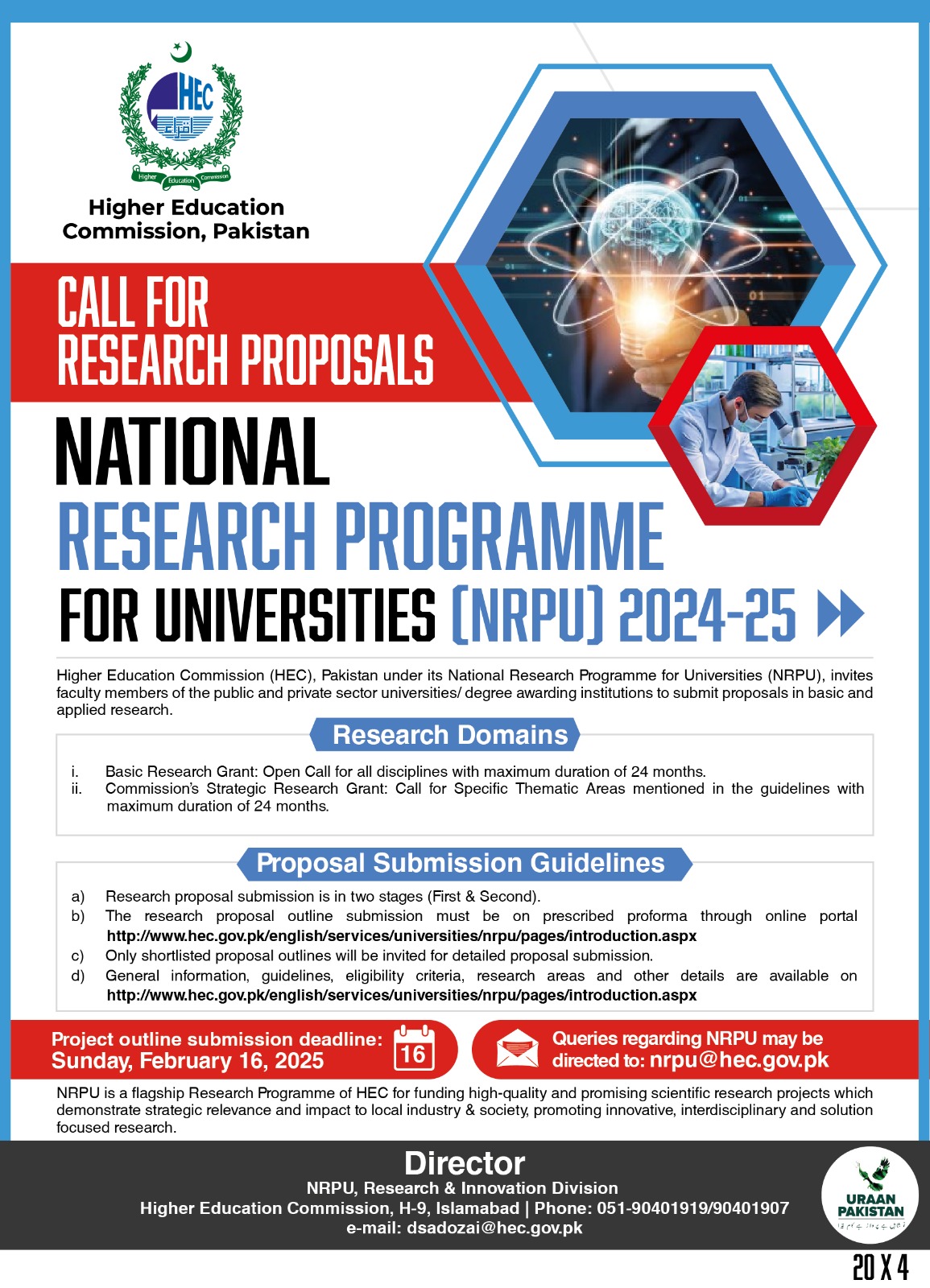 NATIONAL RESEARCH PROGRAM FOR UNIVERSITIES (NRPU) 2024-25 – ORIC UET